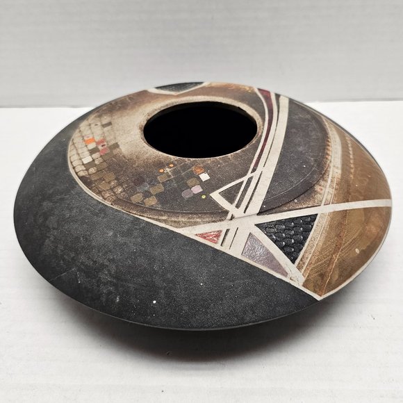 Art | Stunning Raku Ceramic Pottery Signed 1985 8s Artist Earth Black ...
